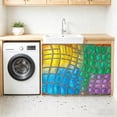 Abstract Glass Cabinet Curtains for Kitchen 10"W x 11"L, Blue Yellow ...