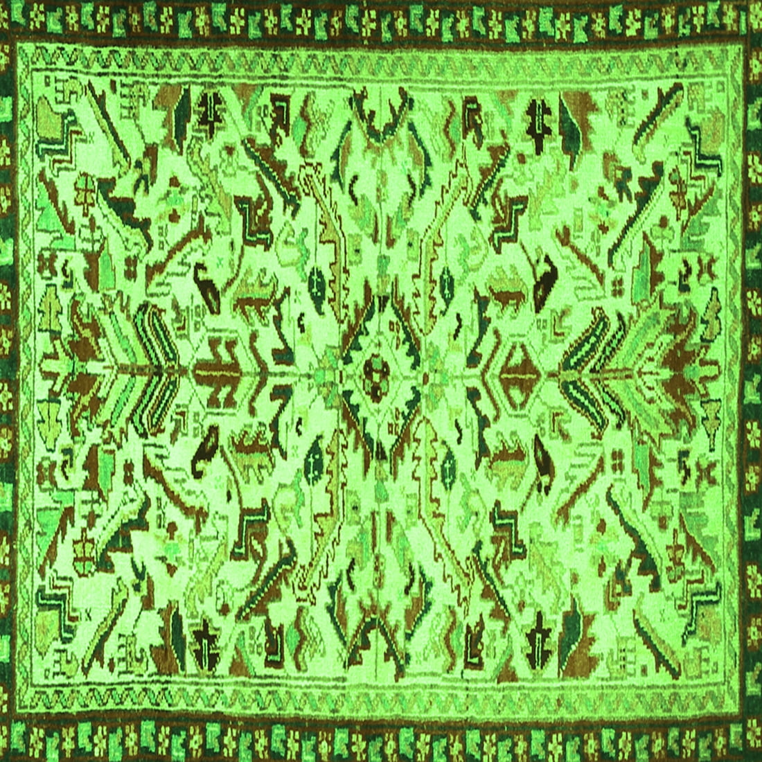 Ahgly Company Indoor Square Animal Green Traditional Area Rugs, 4 ...