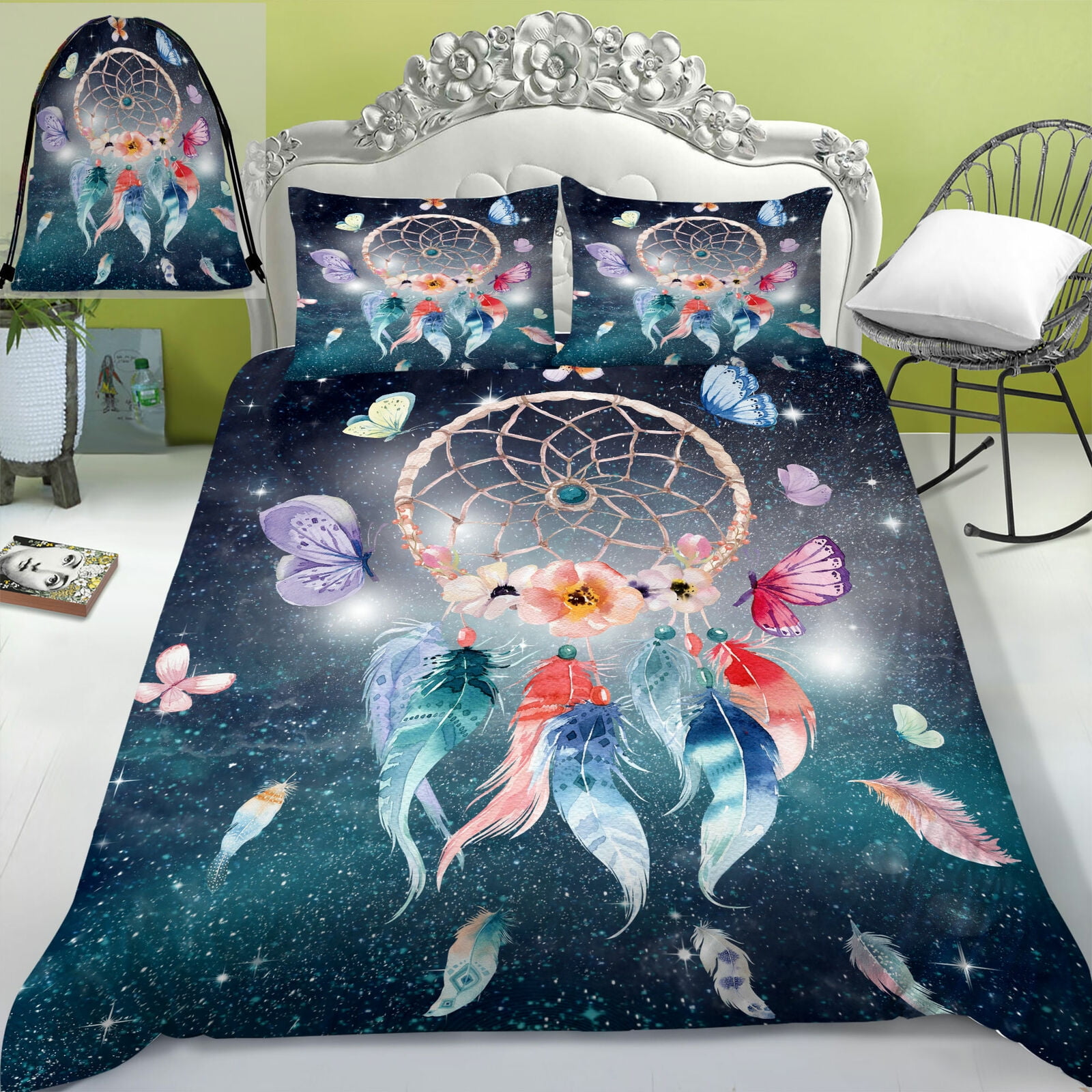 Dream Catcher Bedding Set Bed Set Bohemian Colorful Feather 3D Bedding ...