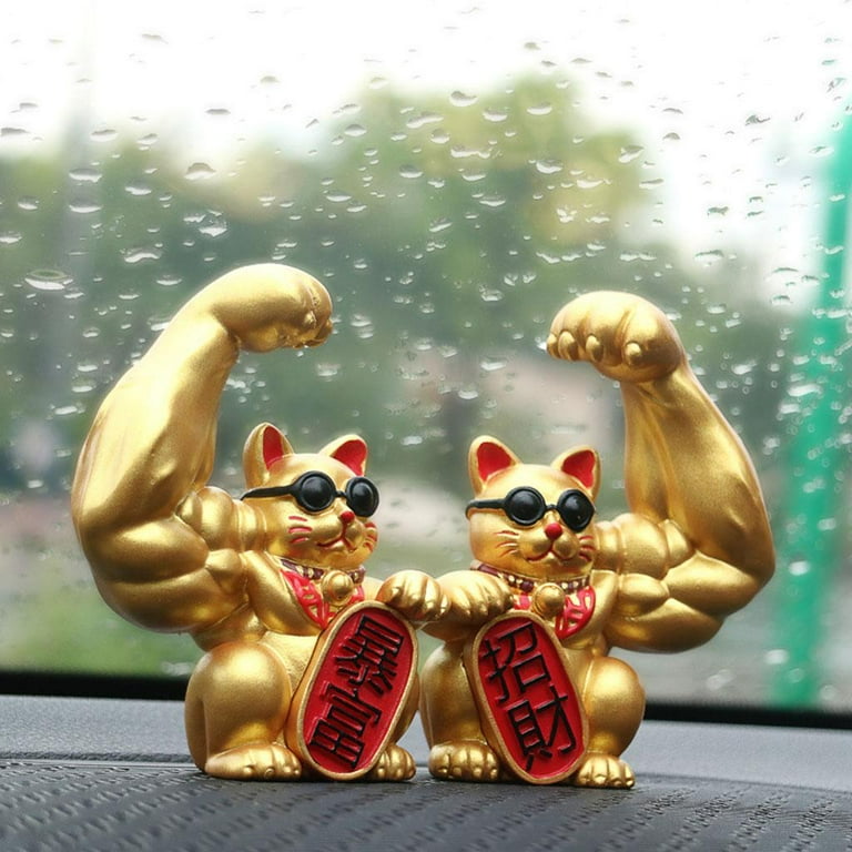 Cat statue with moving arm store