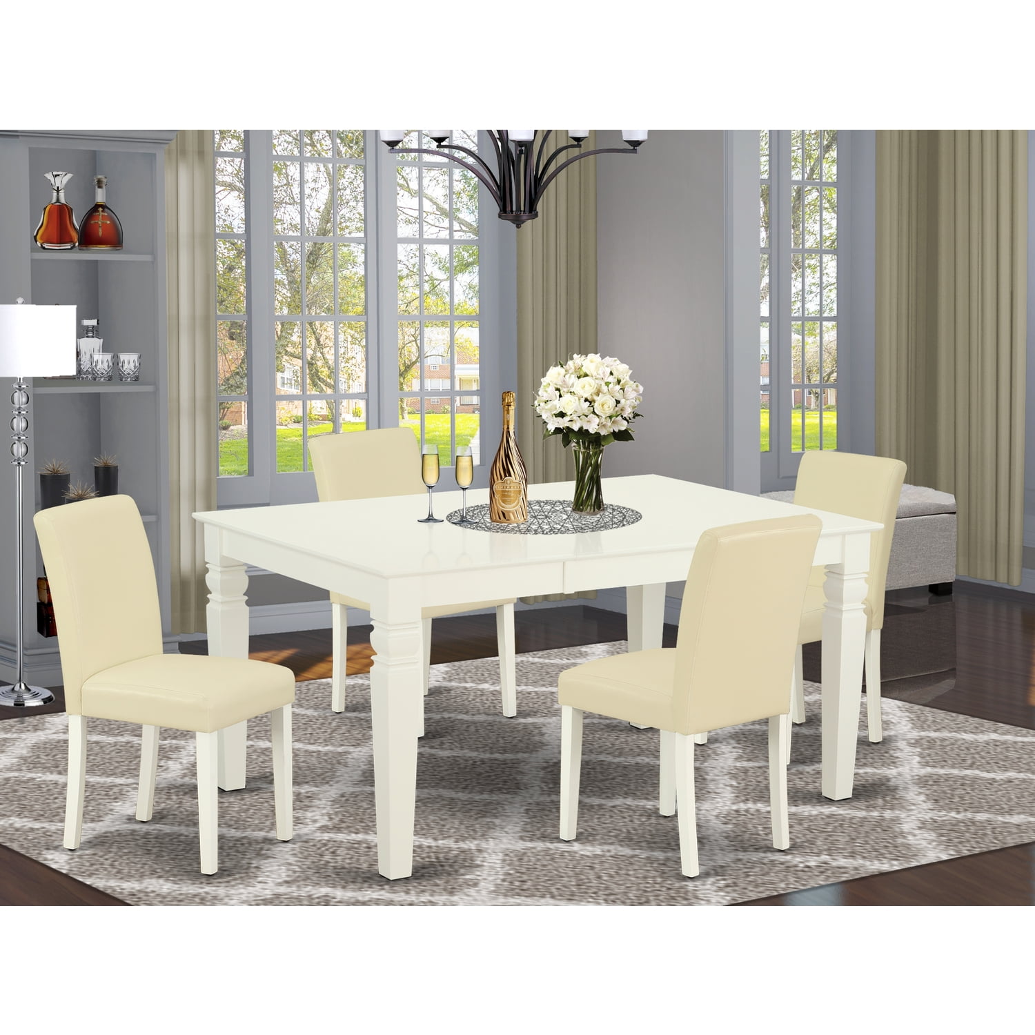 East West Furniture WEAB5-LWH-64 5Pc Rectangle 42/60 Inch Kitchen Table ...