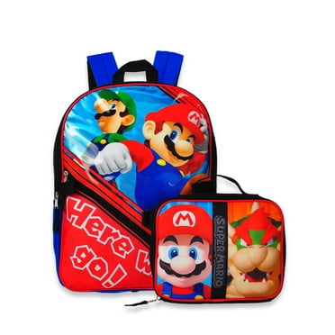Super Mario Bros. Backpack All Over Character Print 16" School Bag ...