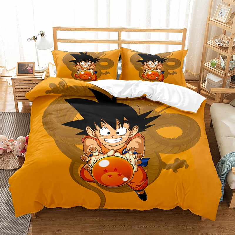 Cartoon beding set Anime Bed Sheets, Dragon Ball 3-Piece Bedding Set ...