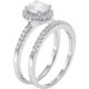1/2 Carat T.G.W. White Round-Cut CZ and Swarovski Crystal Sterling Silver Halo Bridal Set ...