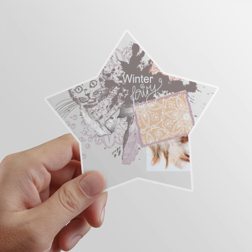 Little Cat and in Ink-painting Star Sticker Paster Vinyl Car Tags ...