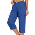 Capris Pants for Women Casual Elastic Waist Cargo Pants Loose Stretchy ...