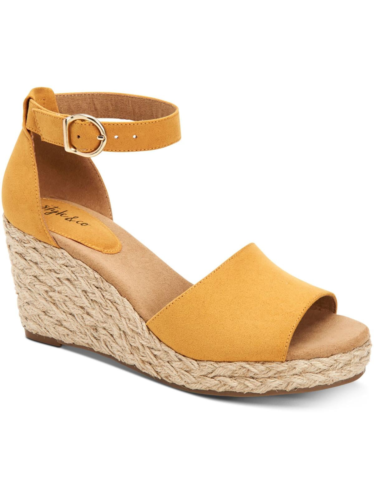 Style & Co. Womens Seleeney Faux Suede Open Toe Wedge Sandals - Walmart.com