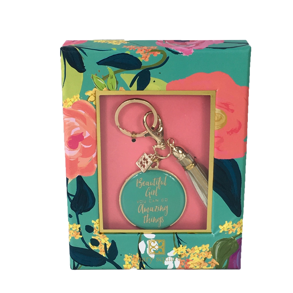 Mary Square Beautiful Girl Inspirational Key Chain Bag Charm, Teal ...