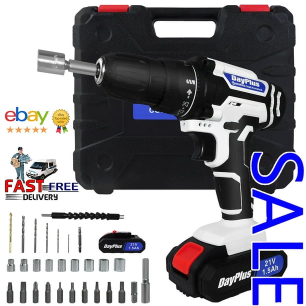 Dayplus 21V Electric Drill Cordless Screwdriver Drill Combi Set+2PCS Li ...