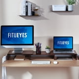 FITUEYES 3 Shelf Monitor Stand, Adjustable Length and Angle, Brown Wood ...