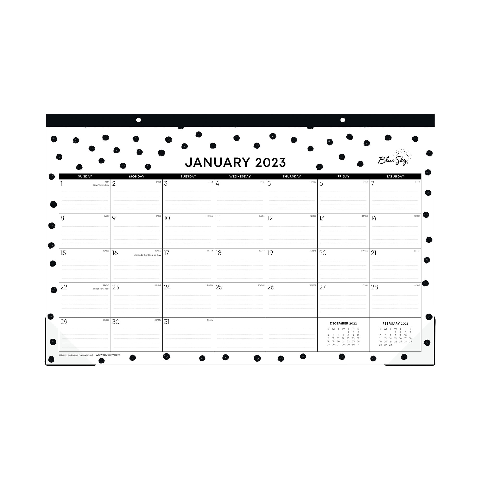 Blue Sky™ Monthly Desk Pad Planning Calendar, 17" x 11", Deelie ...