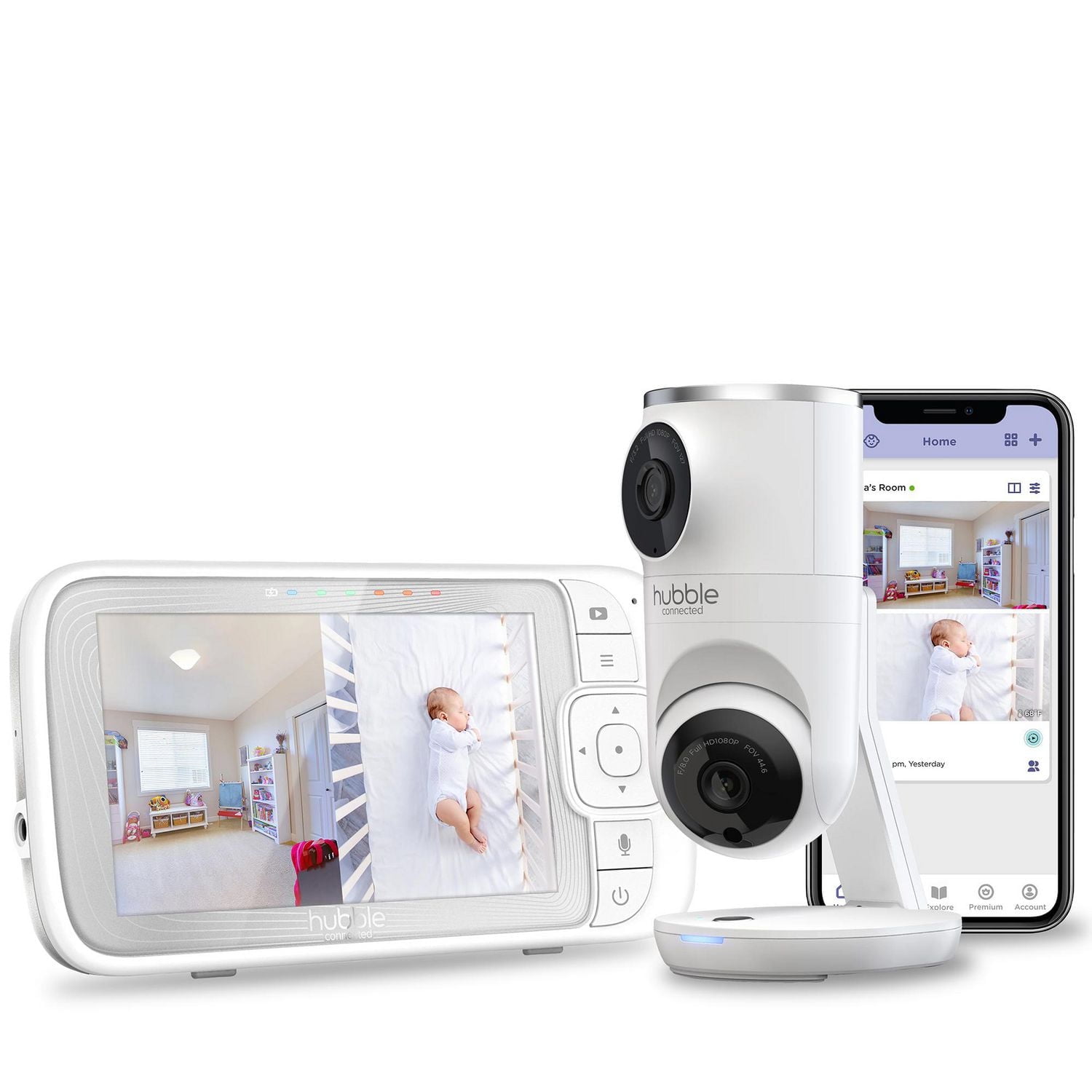 Hubble Connected Nursery Pal Dual Vision, Smart HD Dual Camera Baby ...