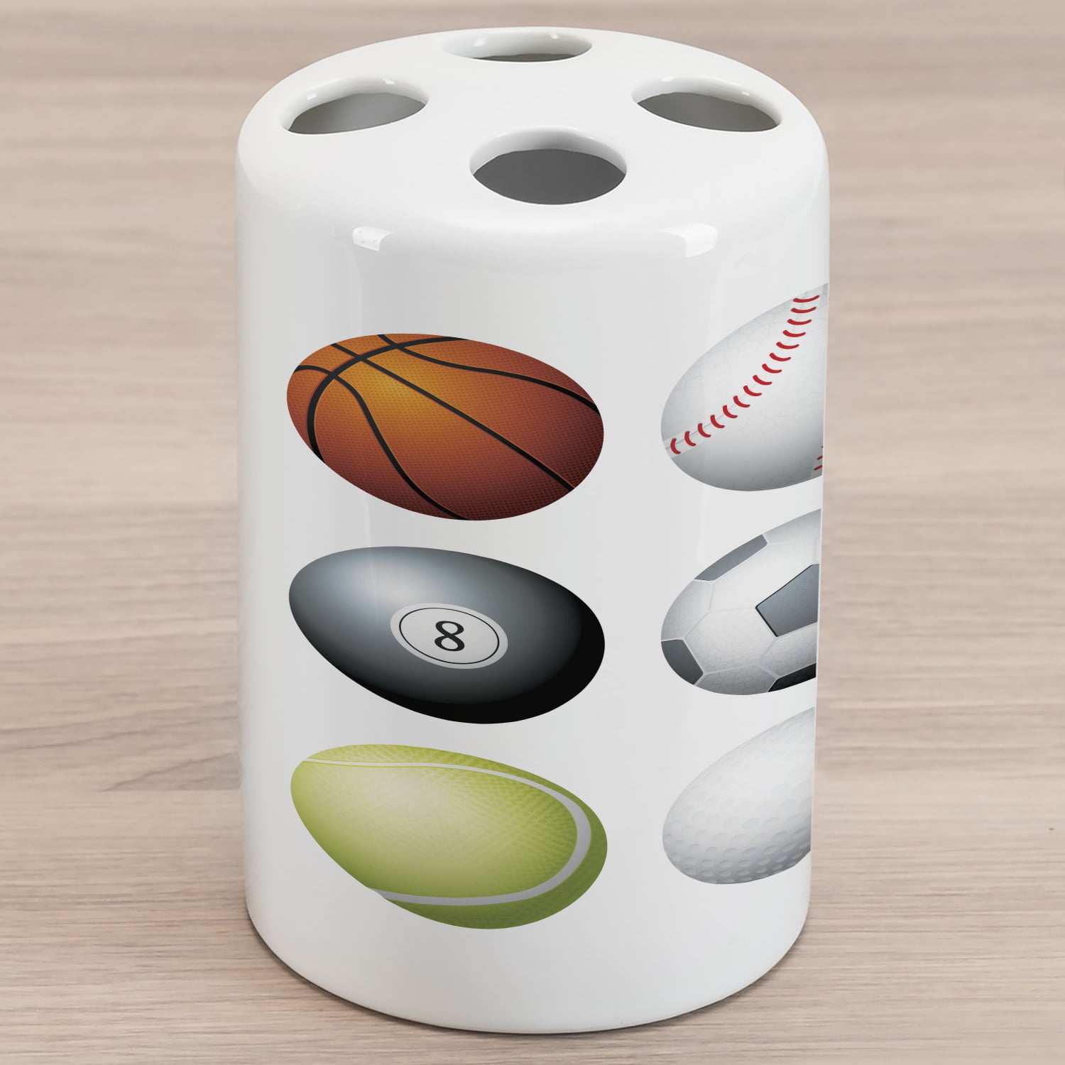 Sports Ceramic Toothbrush Holder, Diversified Sport Balls Objects in ...