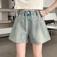 ASEIDFNSA Girls Denim Shorts with Wide Leg Cut Elastic Waistband and ...