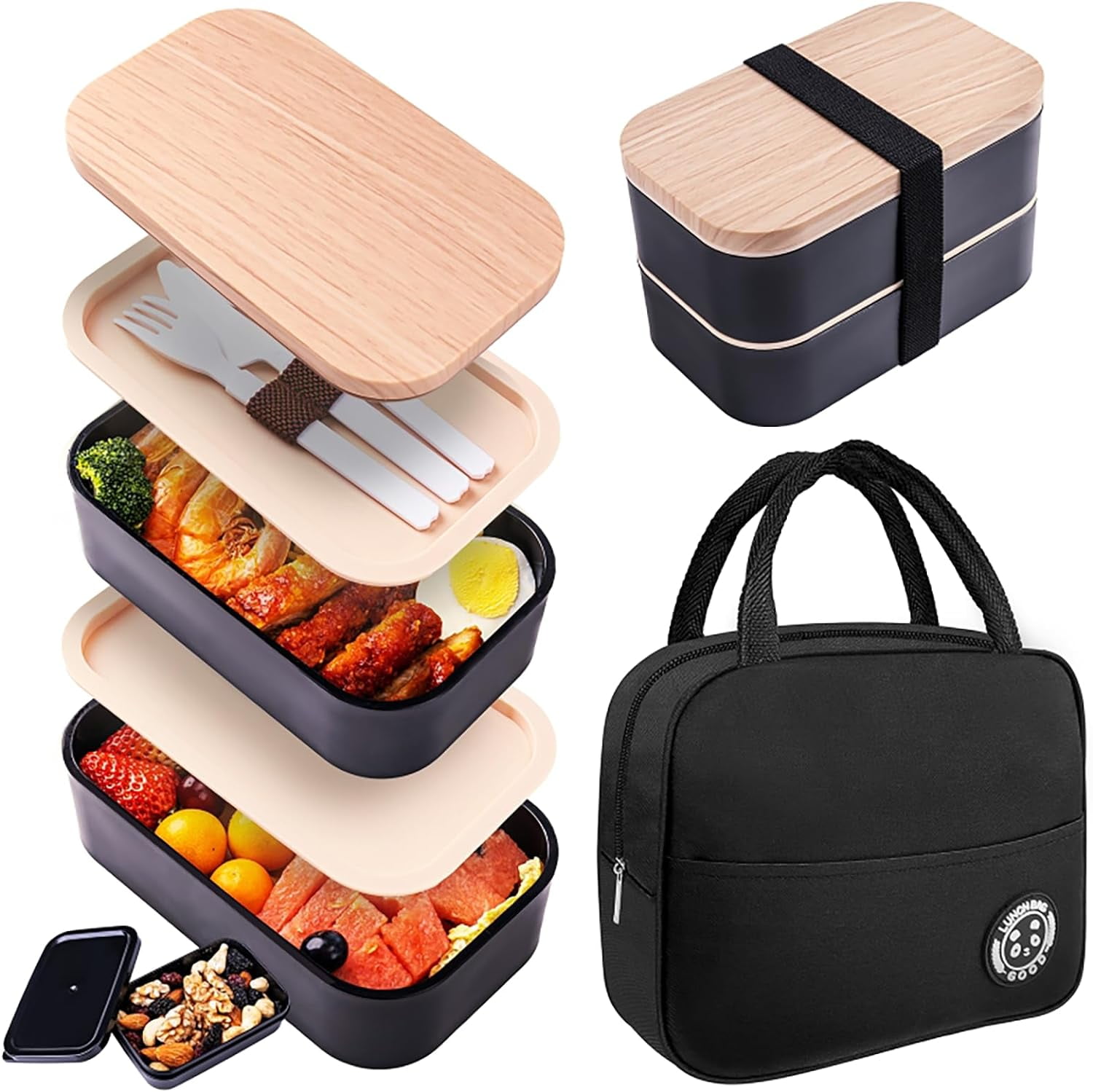 SHILIU-Bento Box with Lunch Bag Microwavable All-in-One Meal Prep ...