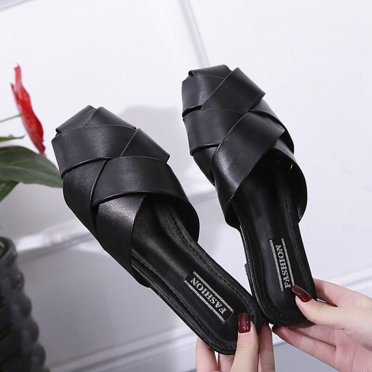 Crocowalk Mules for Women Round Toe Backless Flat Mules Comfortable ...