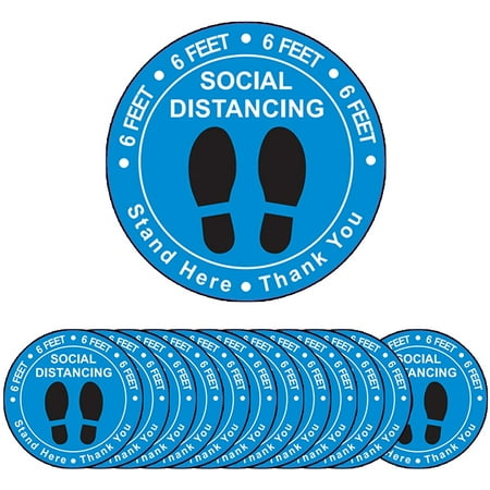 Social Distancing Floor Decals, 12 Pack 11'' Stand Floor Stickers ...