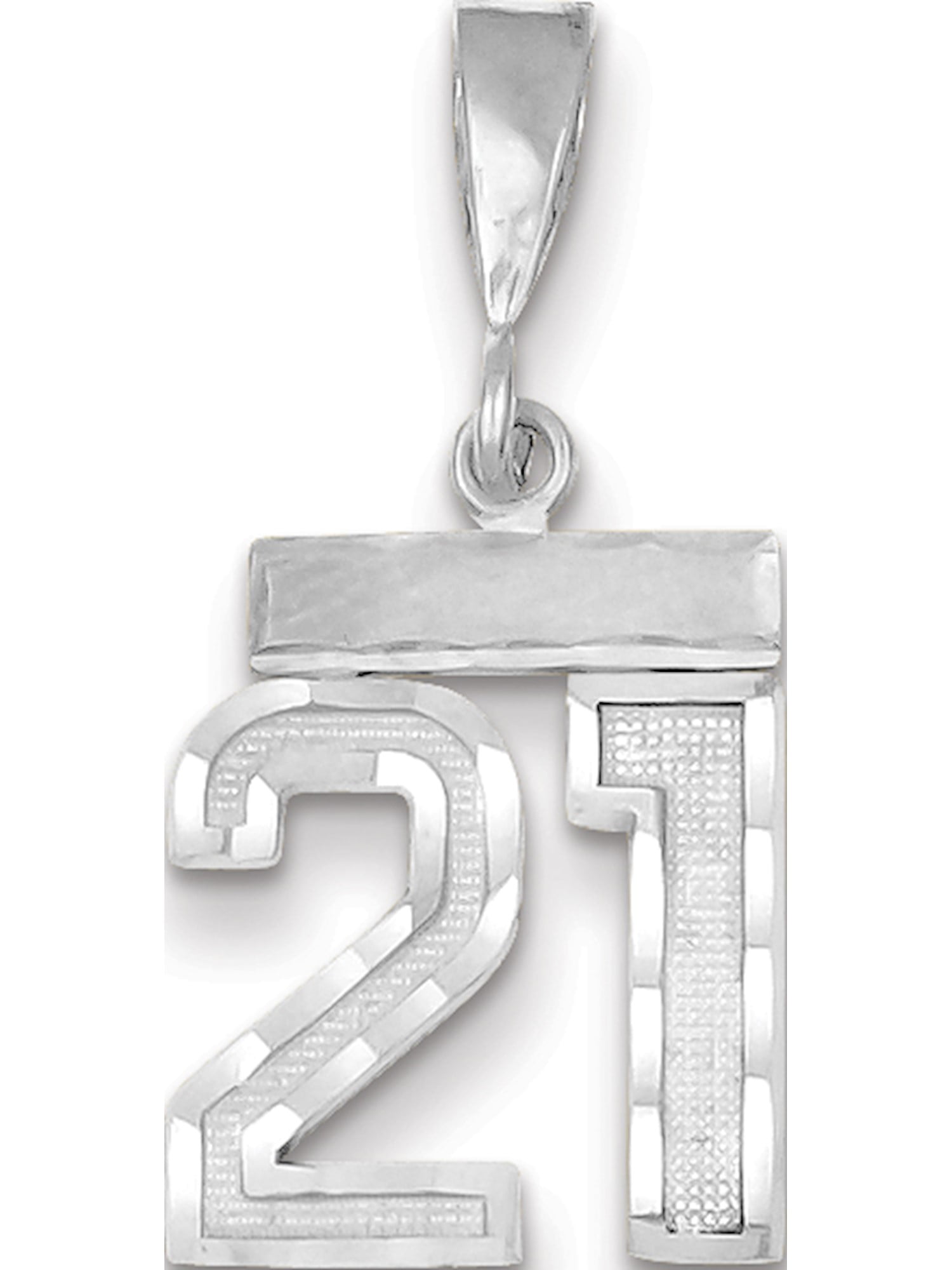 14k White Gold Small Diamond-cut Number 21 Pendant / Charm | Walmart Canada