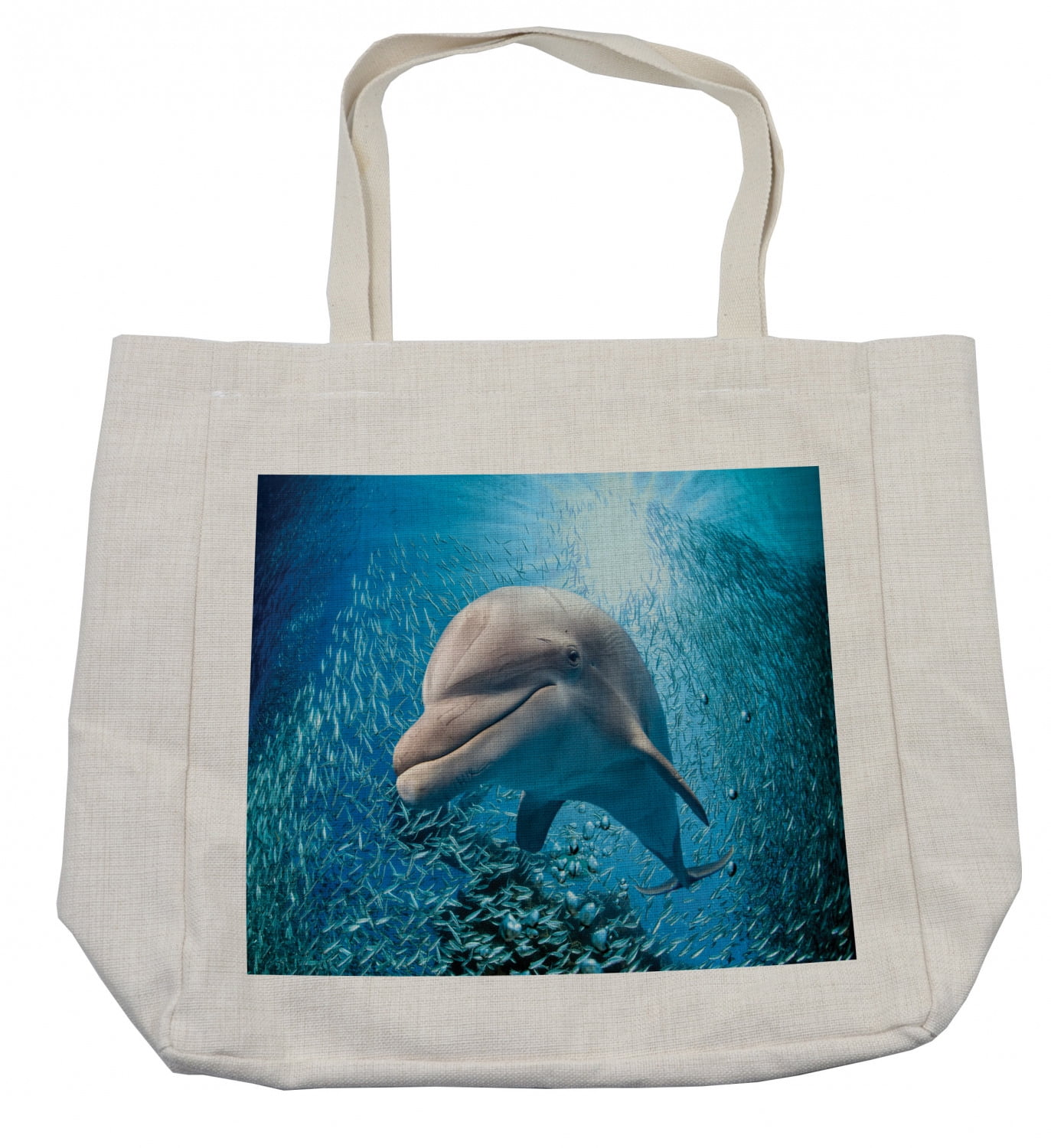 Sea Animals Shopping Bag, Bottlenose Dolphin in the Ocean Fish Sunlight ...