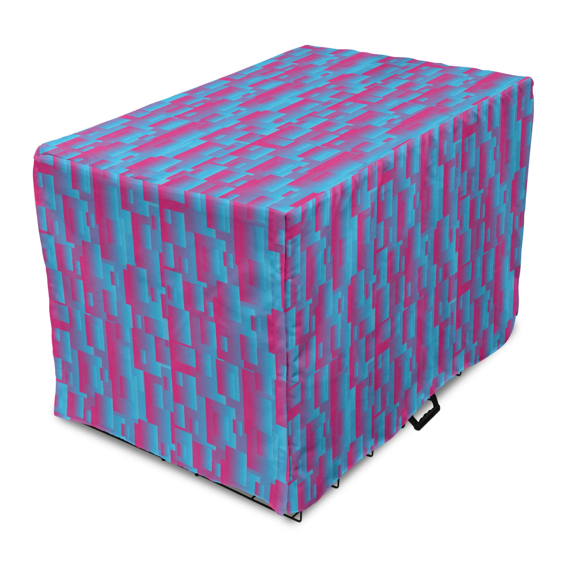 Blue and Pink Dog Crate Cover, Abstract Contemporary Pattern with ...