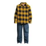 Wrangler Toddler Boys’ Long Sleeve Flannel Shirt and Jeans Set, 2-Piece ...