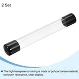 Clear Rigid Tube Round Plastic Tubing with Black Rubber Cap, 305mm/ 12 ...
