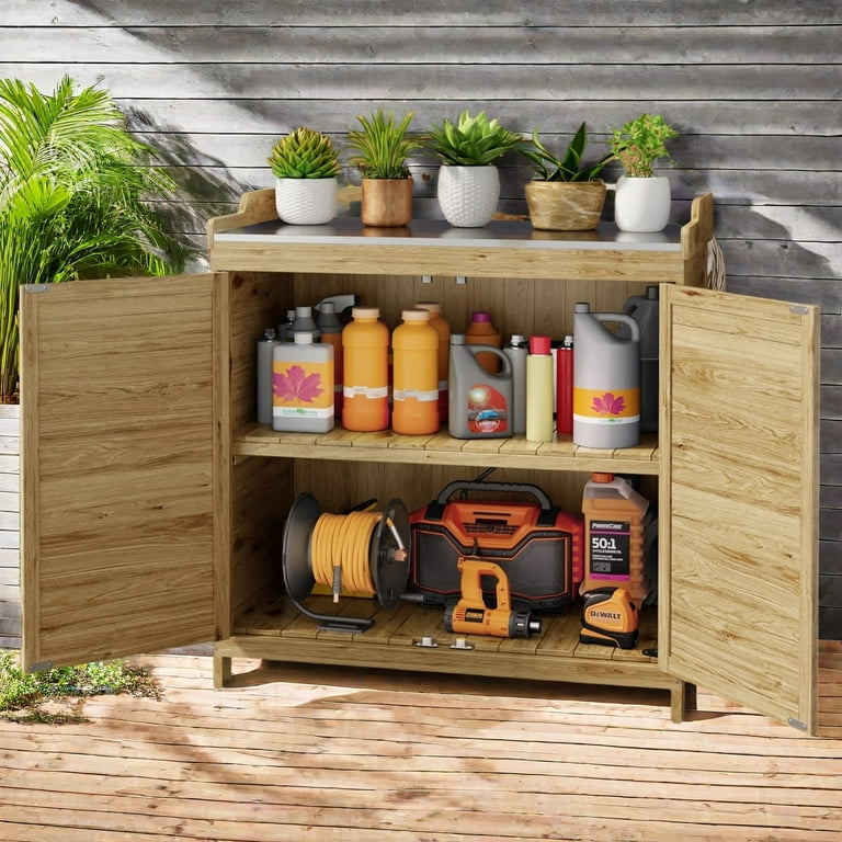 Wooden shelf cupboard store
