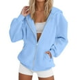 Basic Hoodie for Women with Pockets Long Sleeve Basic Zip Up Sweatshirt Hoodie Cardigan Coat ...