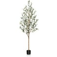 6FT Tall Artificial Olive Tree, Artificial Plants with Friuts and Wood ...