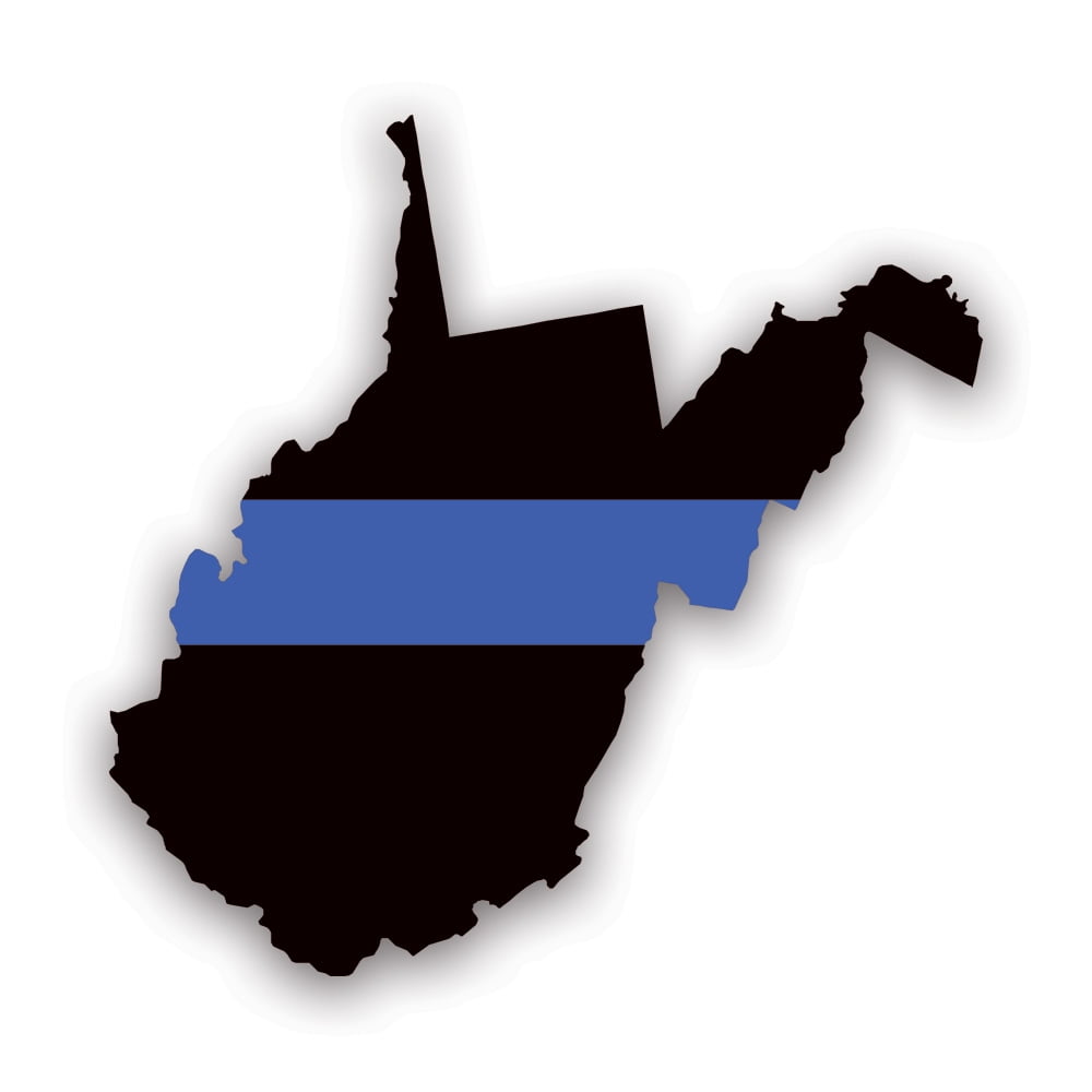 West Virginia State Shaped The Thin Blue Line Sticker Decal - Self ...