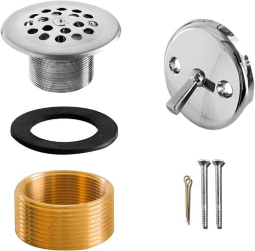 Trip Lever Bathtub Drain Assembly Stopper Kit in Polished Chrome Color ...