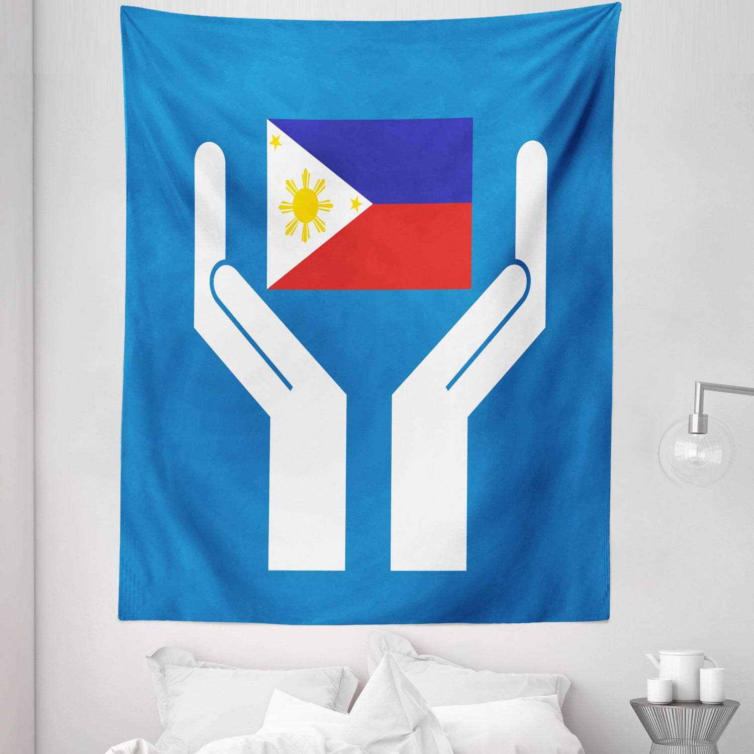 Filipino Tapestry, 2 Hands Holding Showing Philippines National Flag ...