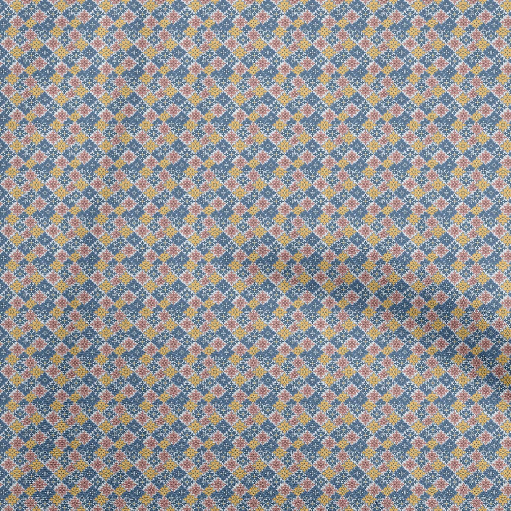 oneOone Cotton Cambric Medium Blue Fabric Asian Kilim Diy Clothing ...