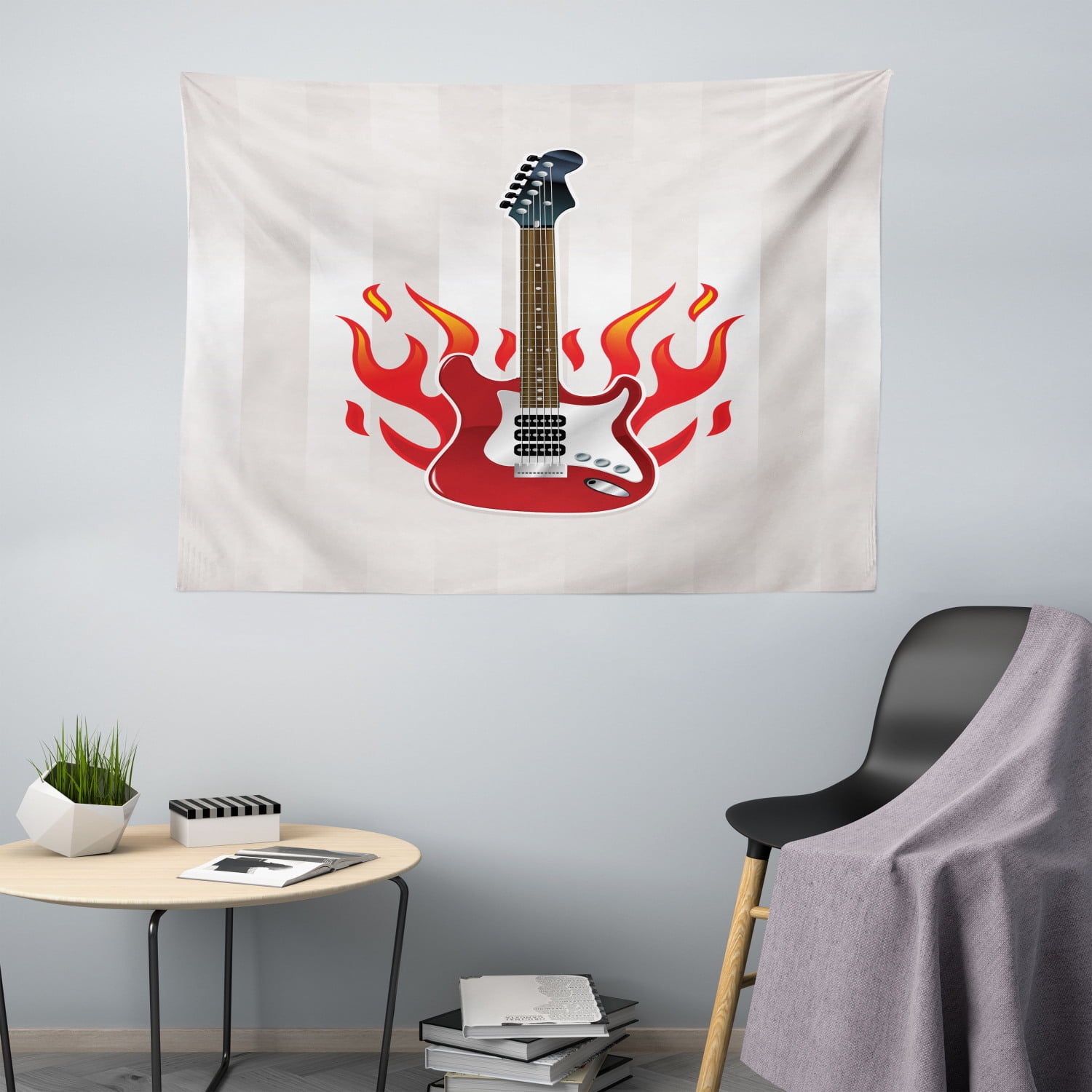 Guitar Tapestry, Cool Electric Instrument with Hot and Punk Style Tunes ...