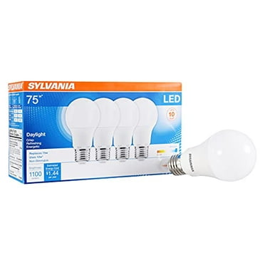 SYLVANIA LED Light Bulb, A19, 8.5W, Medium Base, 5000K, Daylight, 4 Pack - Walmart.com