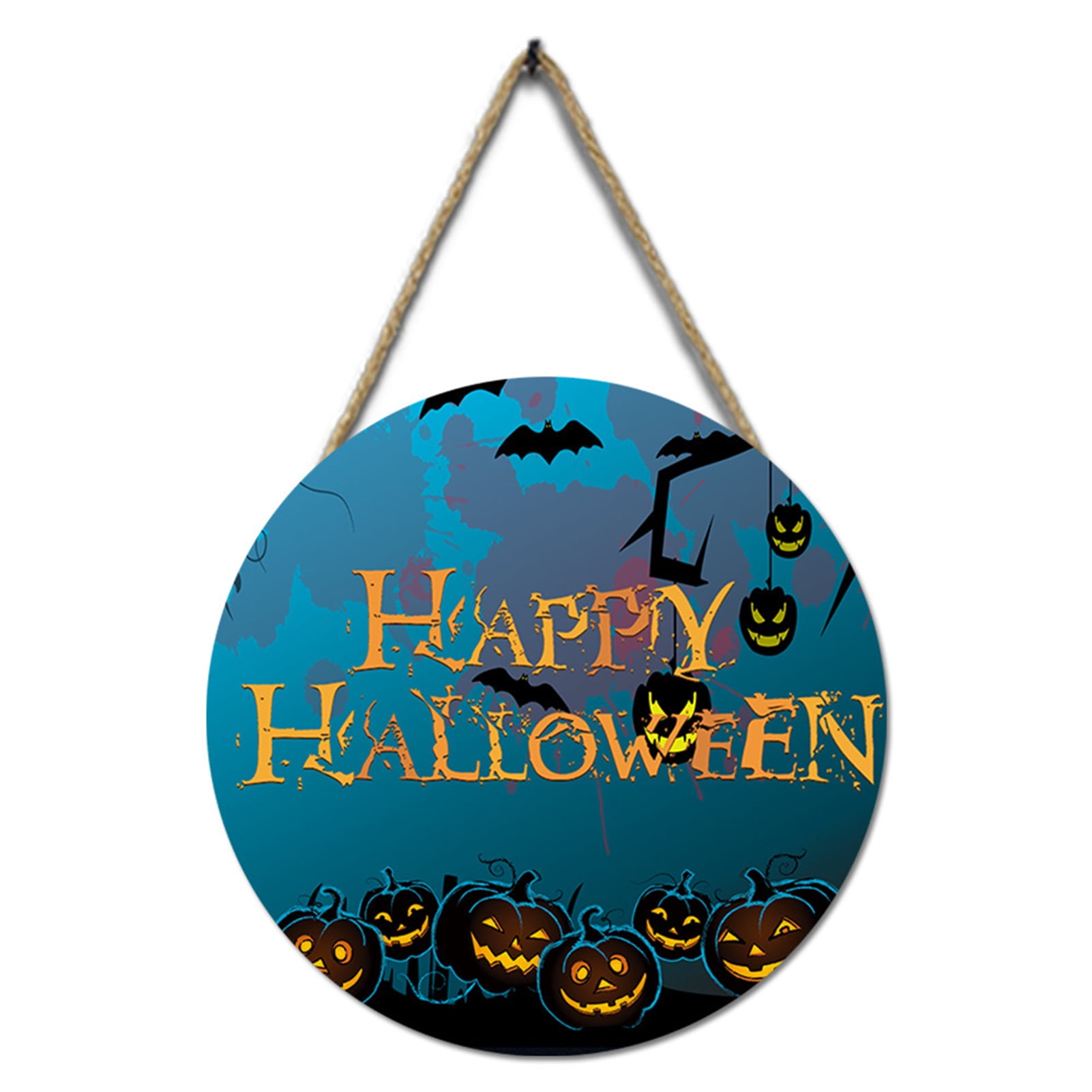 Halloween Door Sign Sturdy Anti-fade Reusable with Rope Round Scene ...