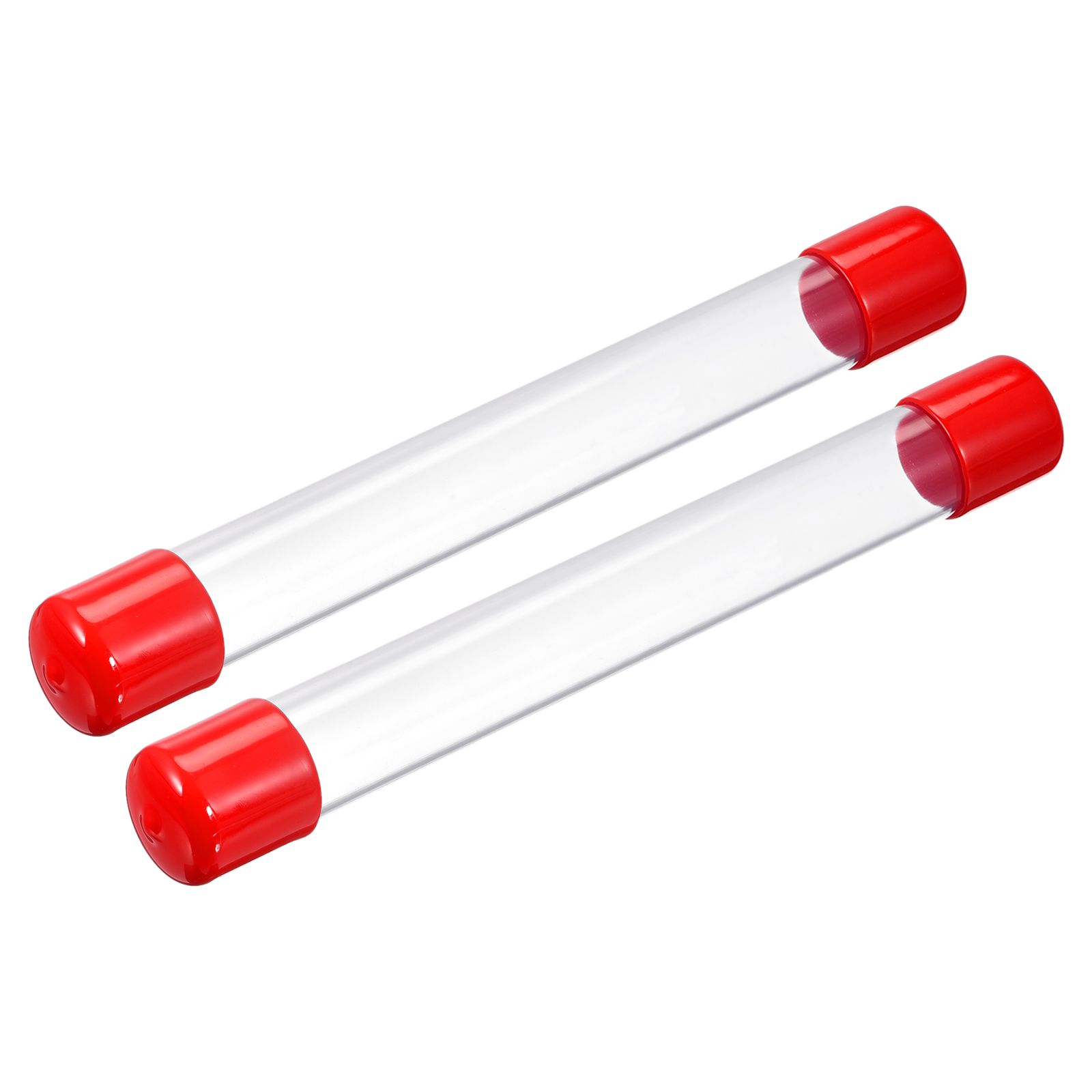 Clear Rigid Tube Round Plastic Tubing with Red Rubber Cap, 305mm/ 12 ...