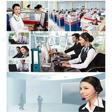 USB Wired Headset Dual Earphone Microphone Customers Call Suit PC ...