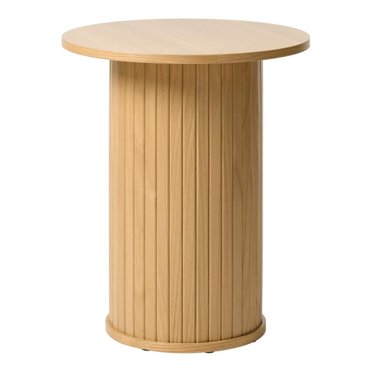Round Oak Solid Wood Pedestal End Table - Living Room Accent Furniture ...