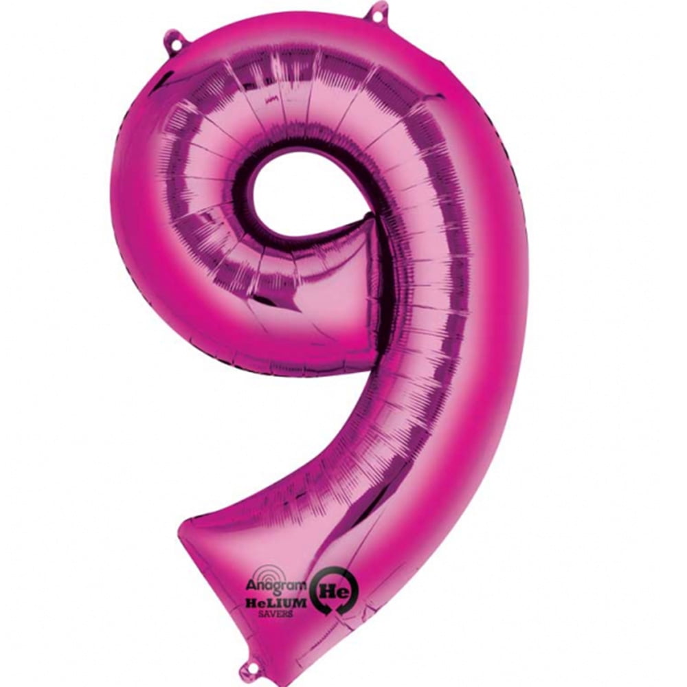 Mylar Pink Number Balloons Each Size Number 9 Walmart