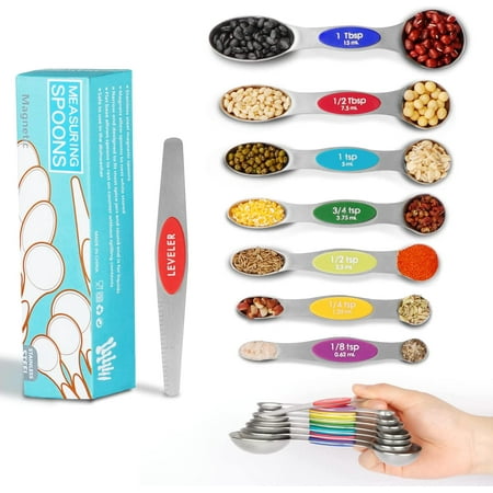 Magnetic Measuring Spoons Set, 8pcs Nesting Stainless Steel Teaspoon ...