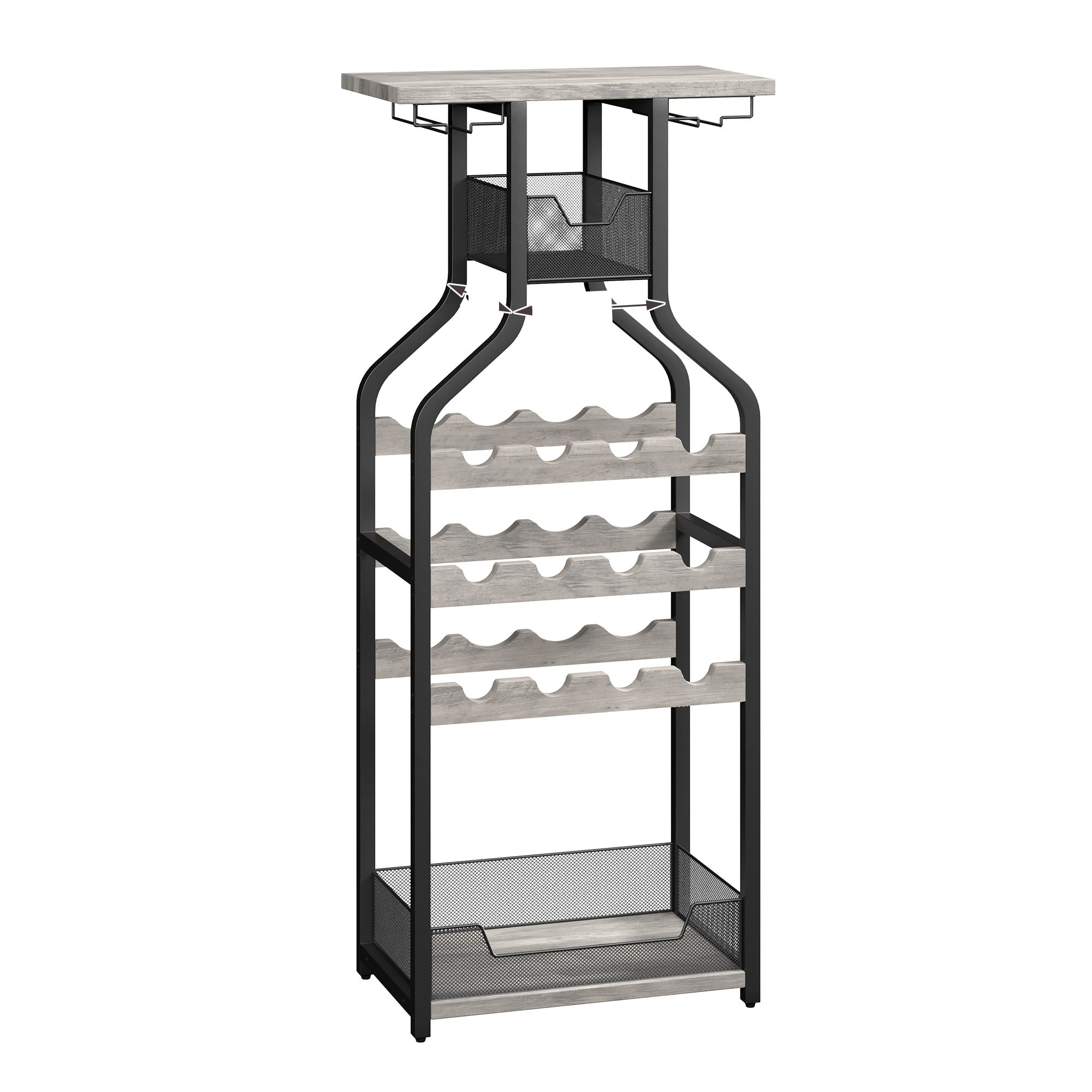 Wine Rack, Freestanding Floor Wine Storage Table Metal Wine Bottle ...