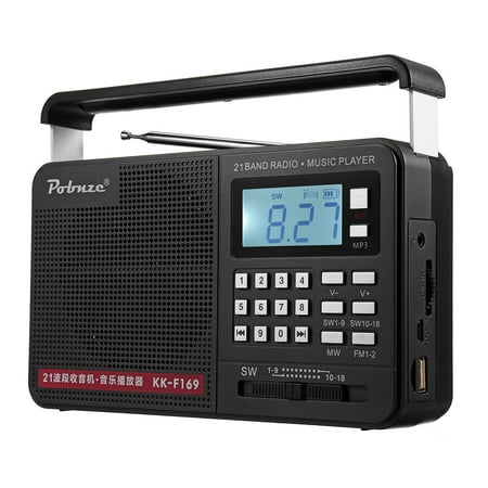 Portable AM/FM Radio MP3 Music Player Outdoor Speaker Radio Receiver with Flashlight Full Bands ...