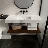 MEDUNJESS 21'' Stone Resin Bathroom Vessel Sink Rectangular Modern Above Counter Bathroom Sink ...