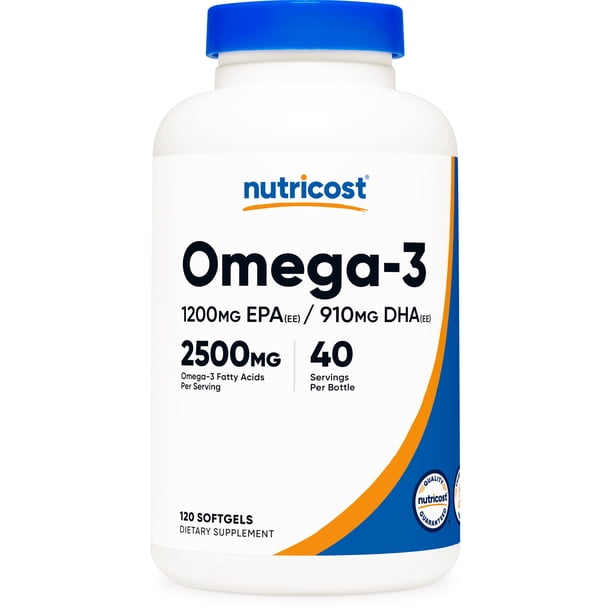 Nutricost Omega 3 Fish Oil - 2500MG, 120 Softgels (40 Serv) - Non-GMO ...