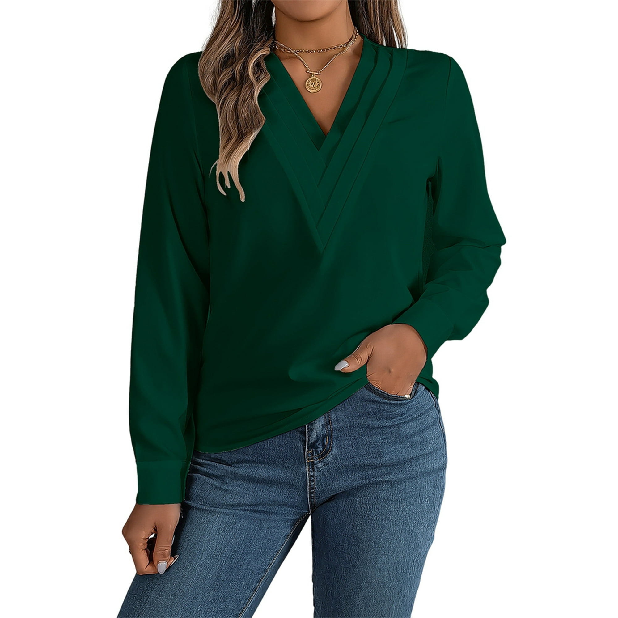 Click here for Unbranded Womens V-Neck Pleated Blouse Long Sleeve... prices