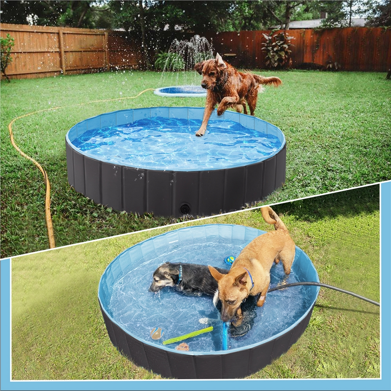 Topeakmart Foldable Pet Swimming Pool PVC Water Pond for Dogs Cats Kids Black XL 55 Walmart