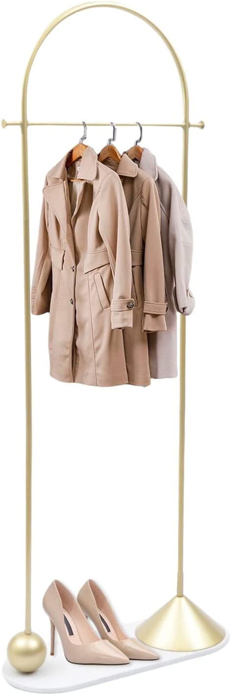 MONIPA 2 Rounded Hooks and U-shaped Marble Base Coat Rack Freestanding ...