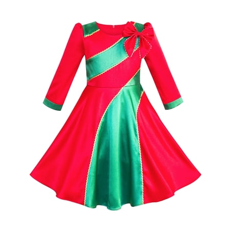 Girls Dress Christmas Xmas Red Green New Year Party 6 Years | Walmart ...