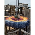 Basketball Round Outdoor Tablecloth with Umbrella Hole Abstract Fire ...